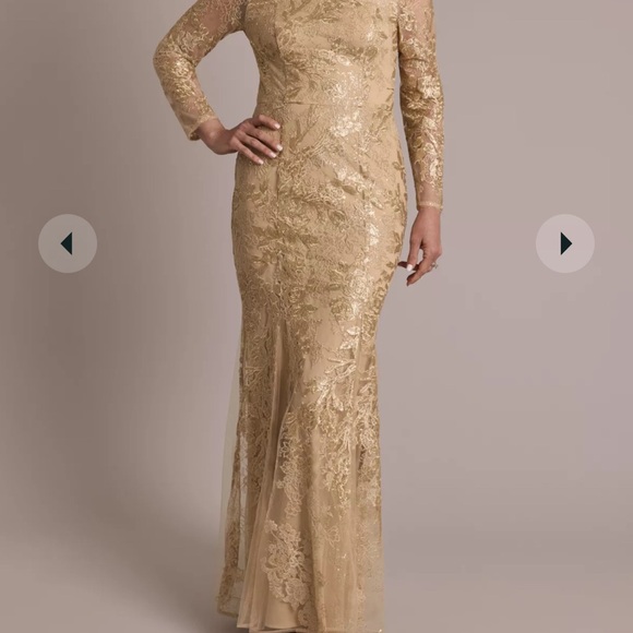 Olga | Dresses | Olga Gold One Shoulder Long Sleeve Gown | Poshmark